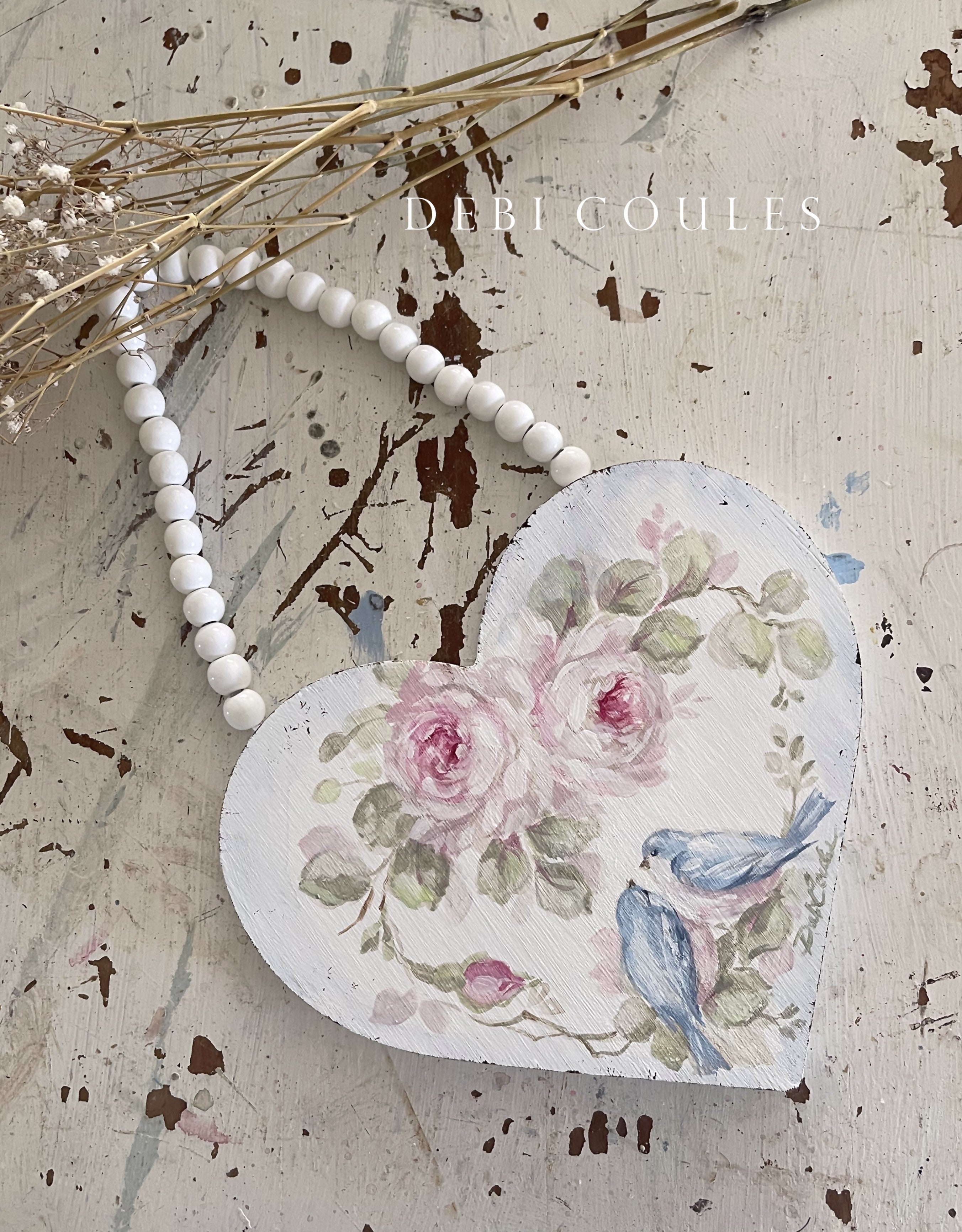 Shabby Chic Mother's Day Gift Large Wood Bluebird Roses Hand- Painted ...